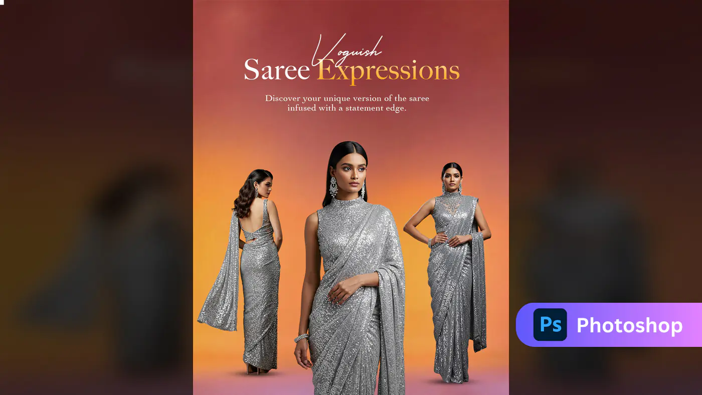 Glamorous Silver Saree Showcase | AIClips