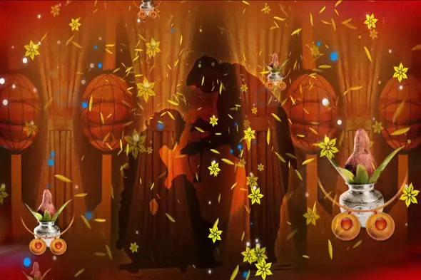 Sacred Wedding Ritual Animation with Floral Petals and Lamps | AIClips