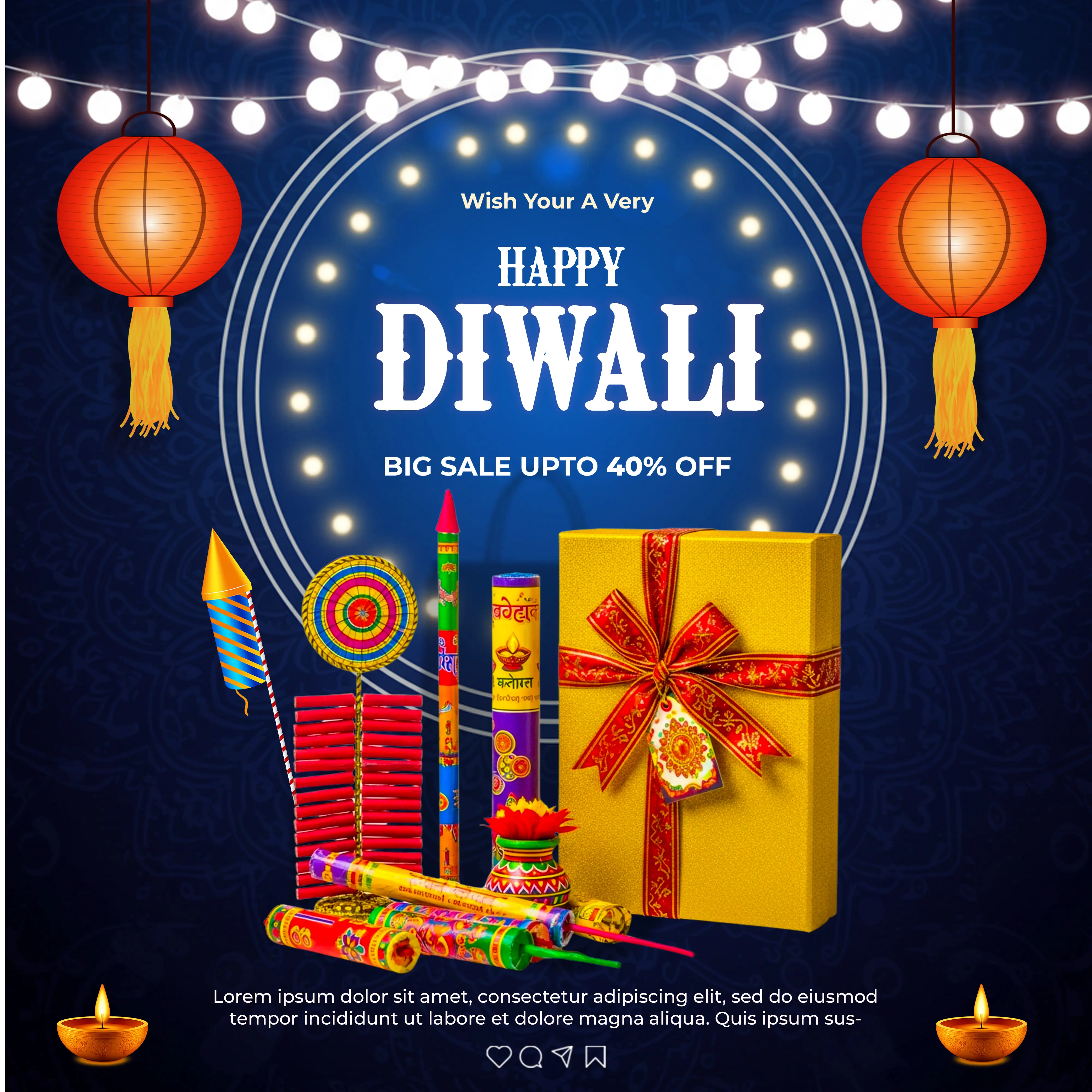 Festive Diwali Discount Poster Template | AIClips