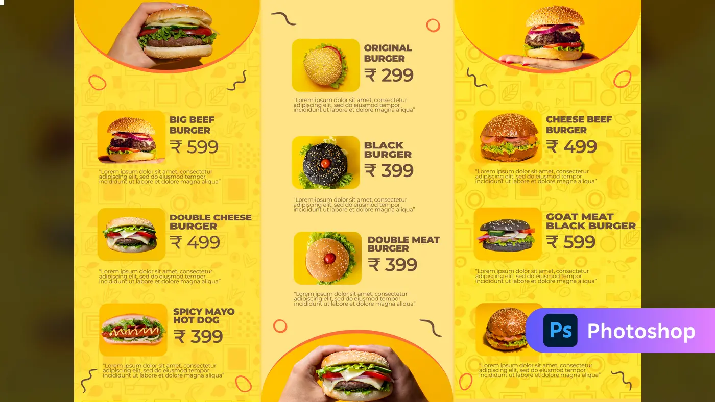 Vibrant Fast Food Menu Board Template | AIClips