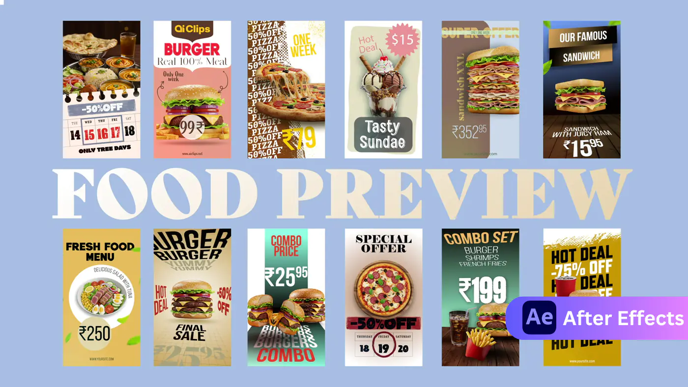 Dynamic Food Promo Template Pack | AIClips