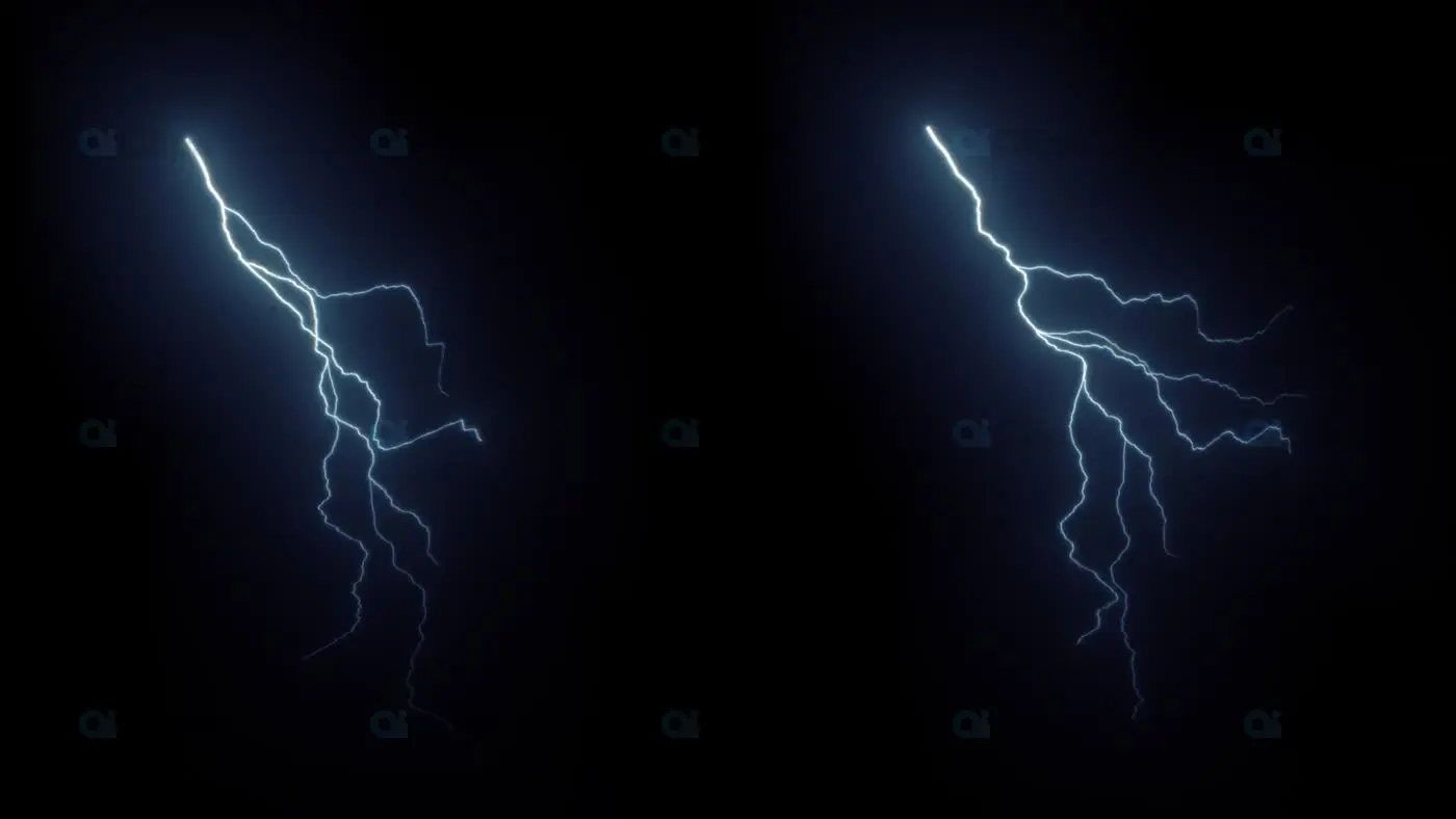 Dual Lightning Strike Animation on Black Background - Electrifying ...