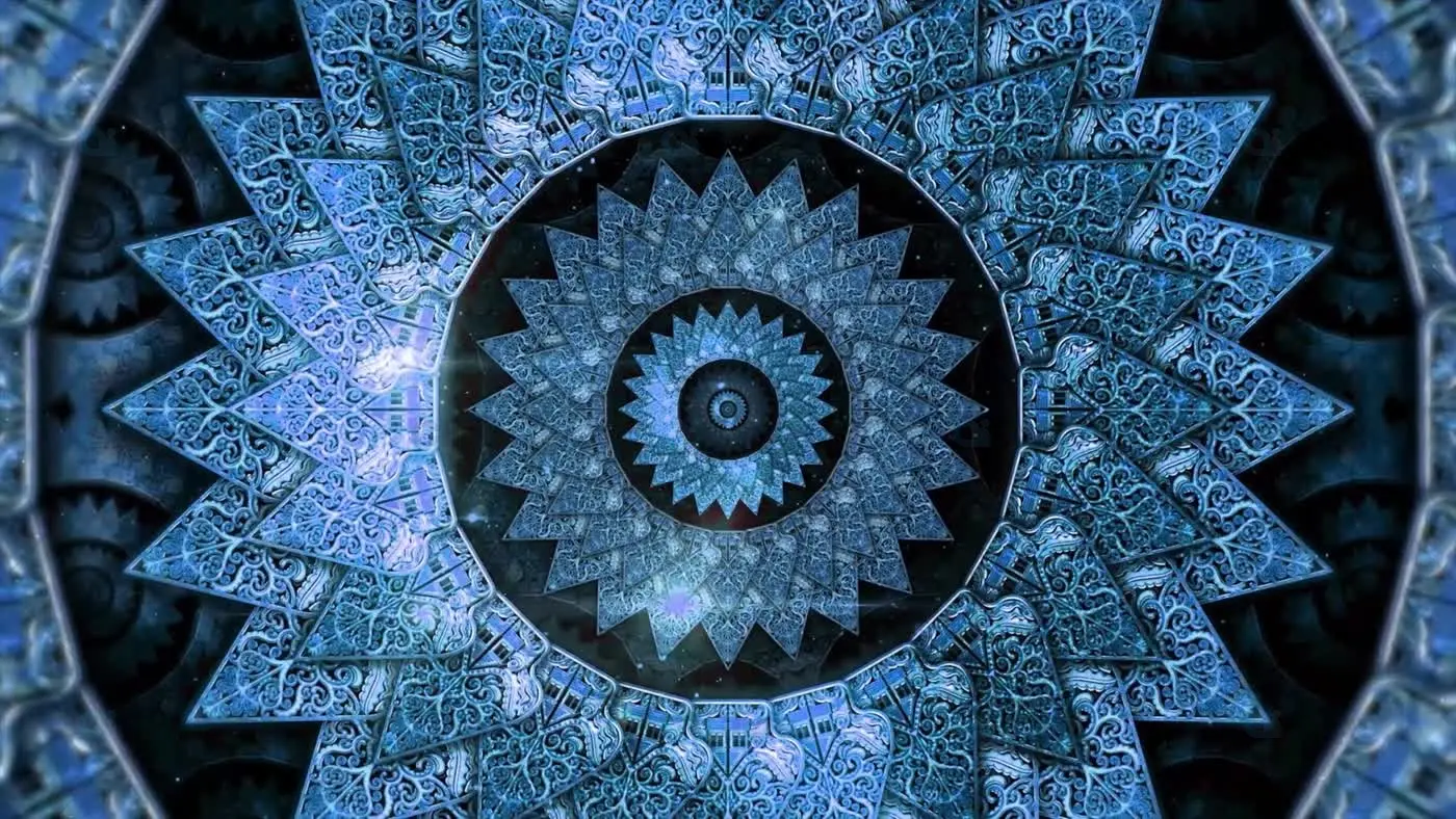 Intricate 3D Mandala Design with Metallic Blue Details | AIClips