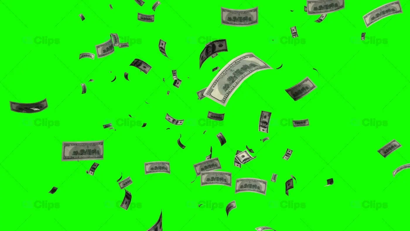 Realistic Falling Dollar Bills Animation with Green Screen | AIClips