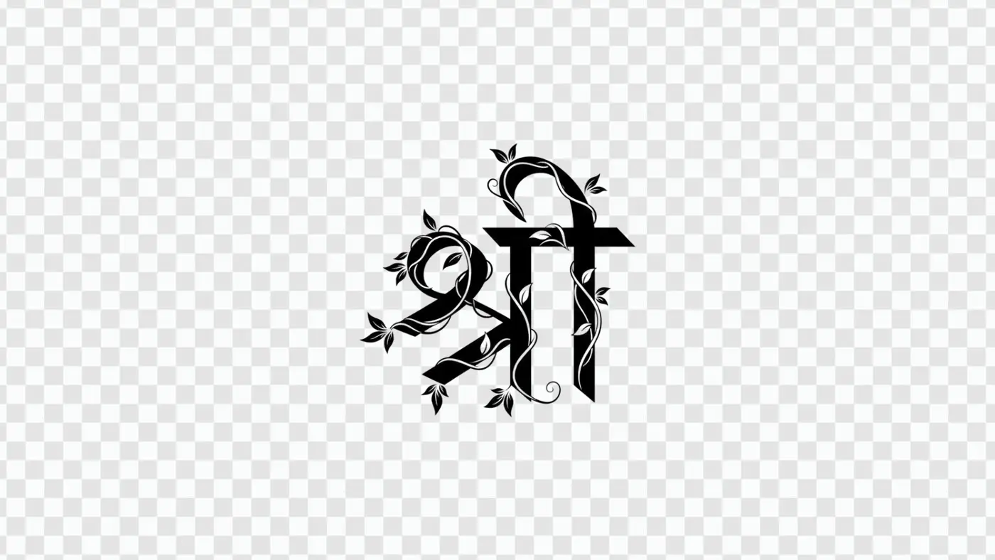 Shree Hindi Calligraphy with Entwined Floral Vine Clipart PNG | AIClips