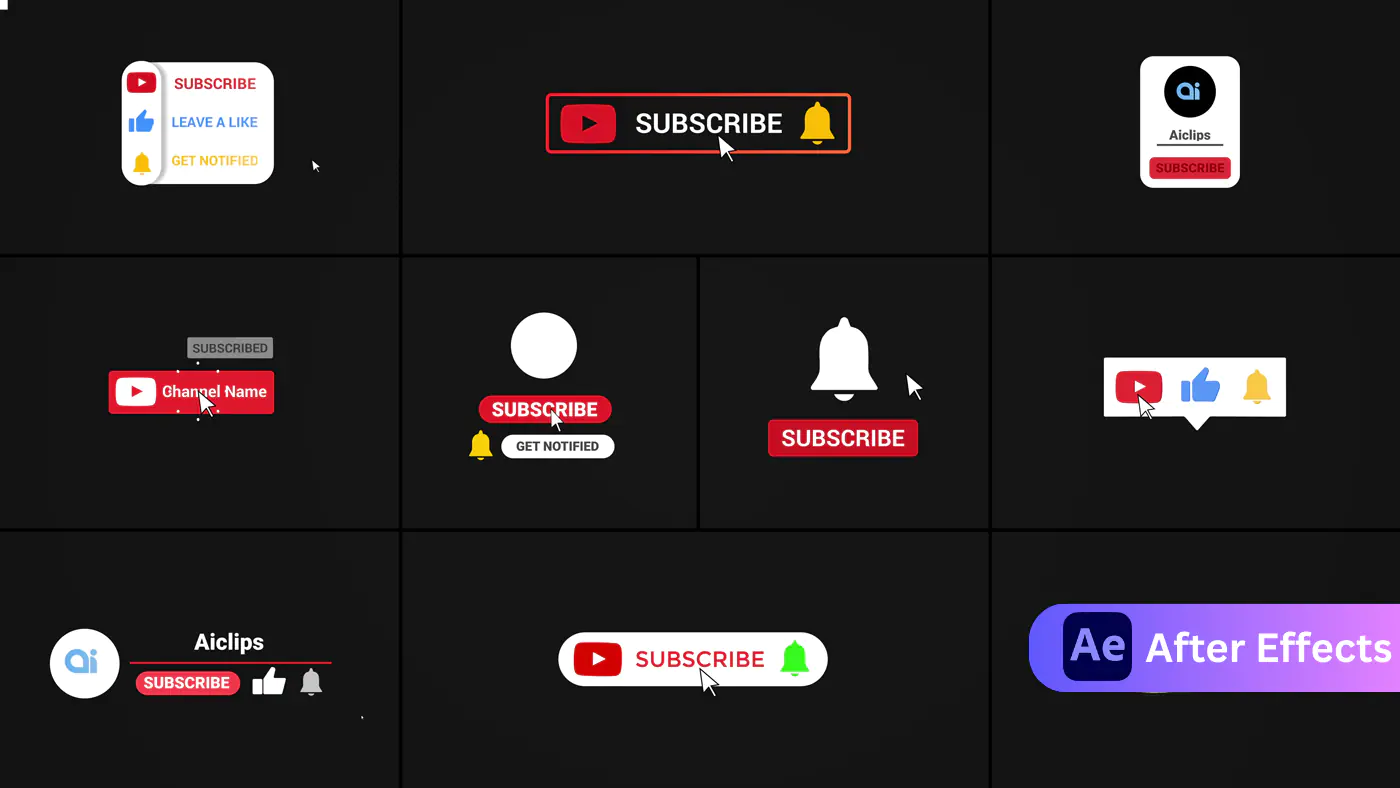 YouTube Engagement Elements Pack | AIClips
