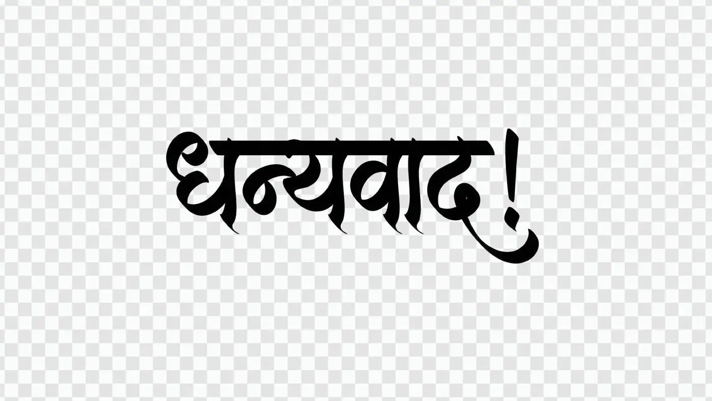 Black Dhanyawad Hindi Calligraphy Gratitude Clipart Art PNG | AIClips