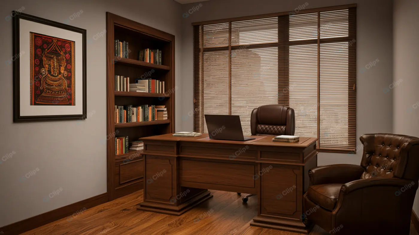 Traditional Indian-Inspired Executive Office | AIClips