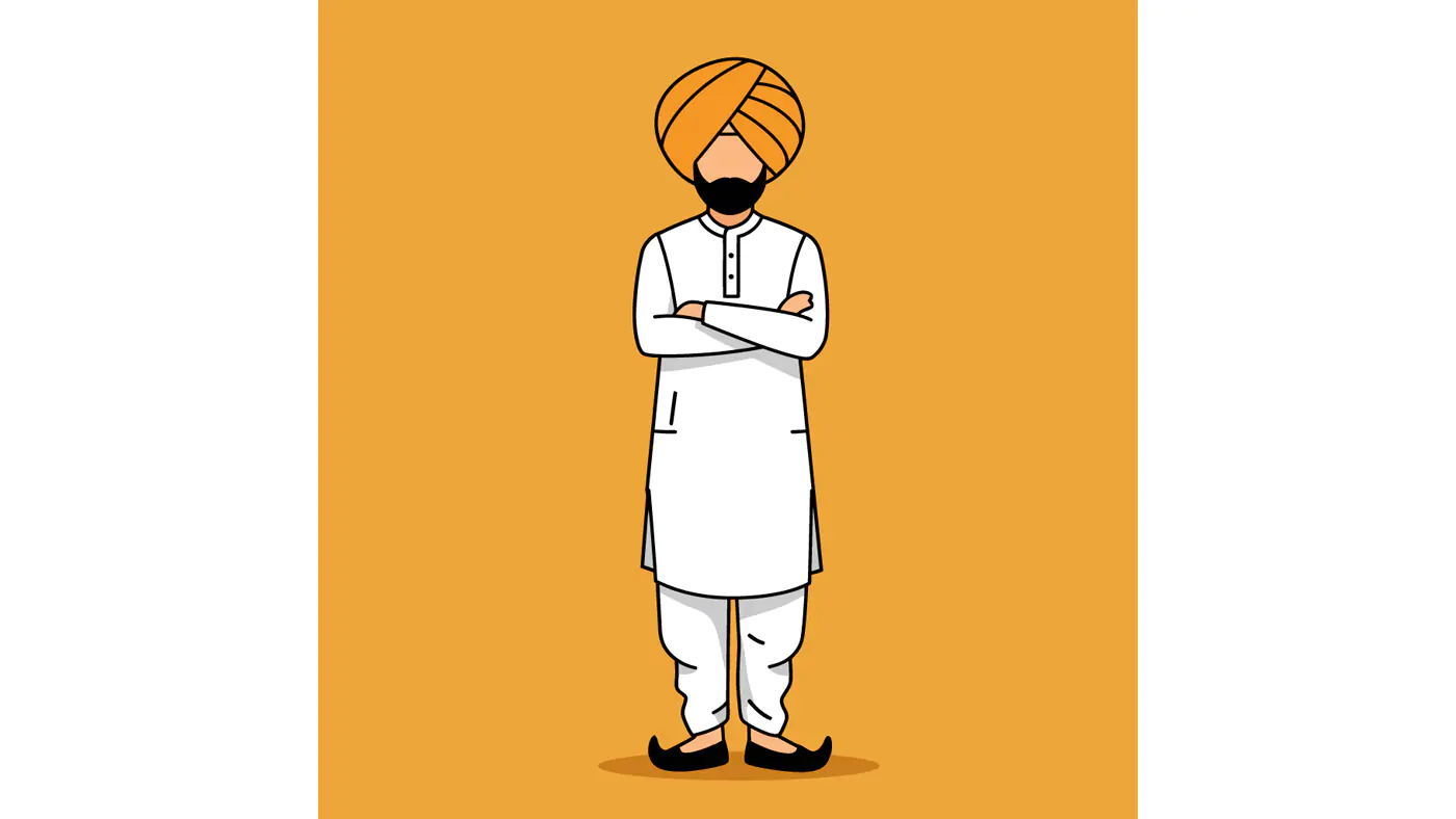 Stylized Sikh Man Vector Graphic | AIClips