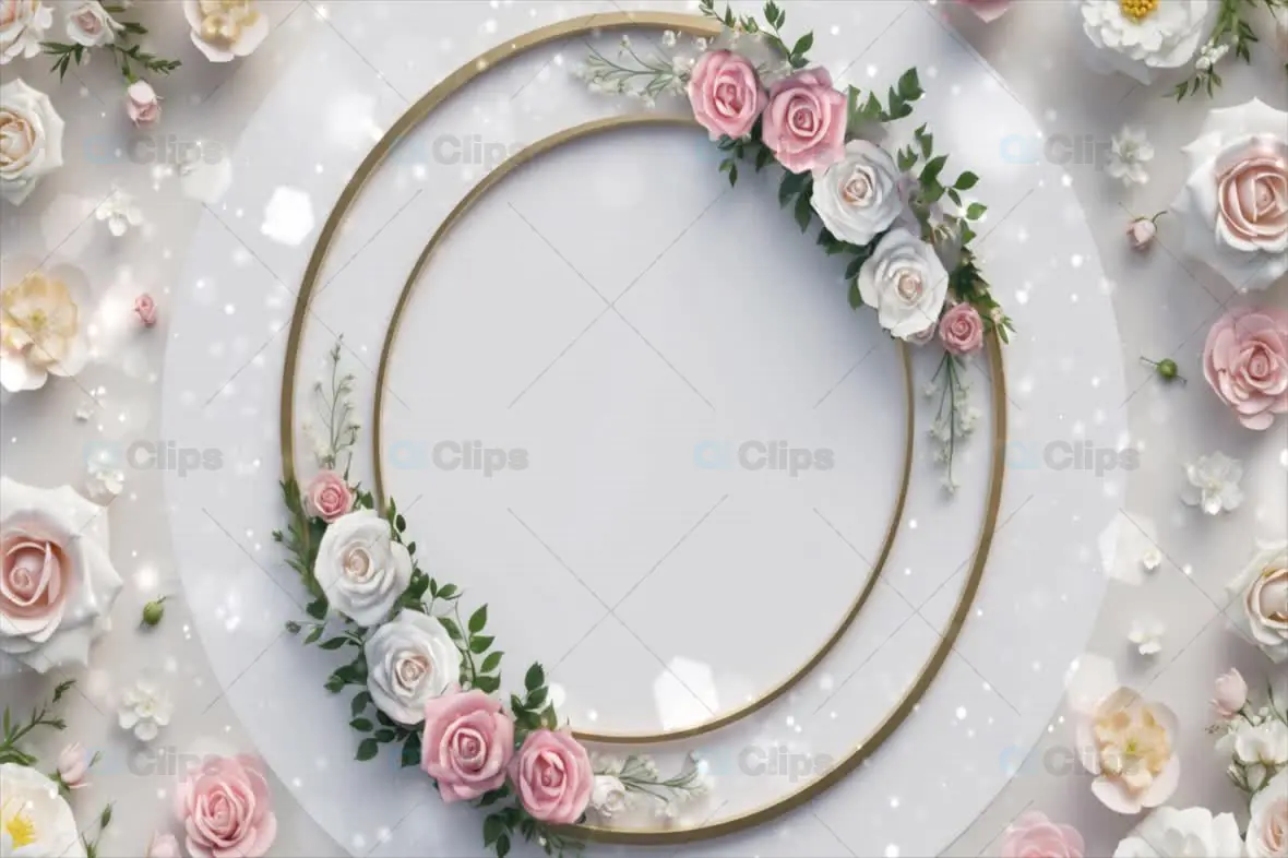 Double Floral Ring Frame with Sparkling Background | AIClips