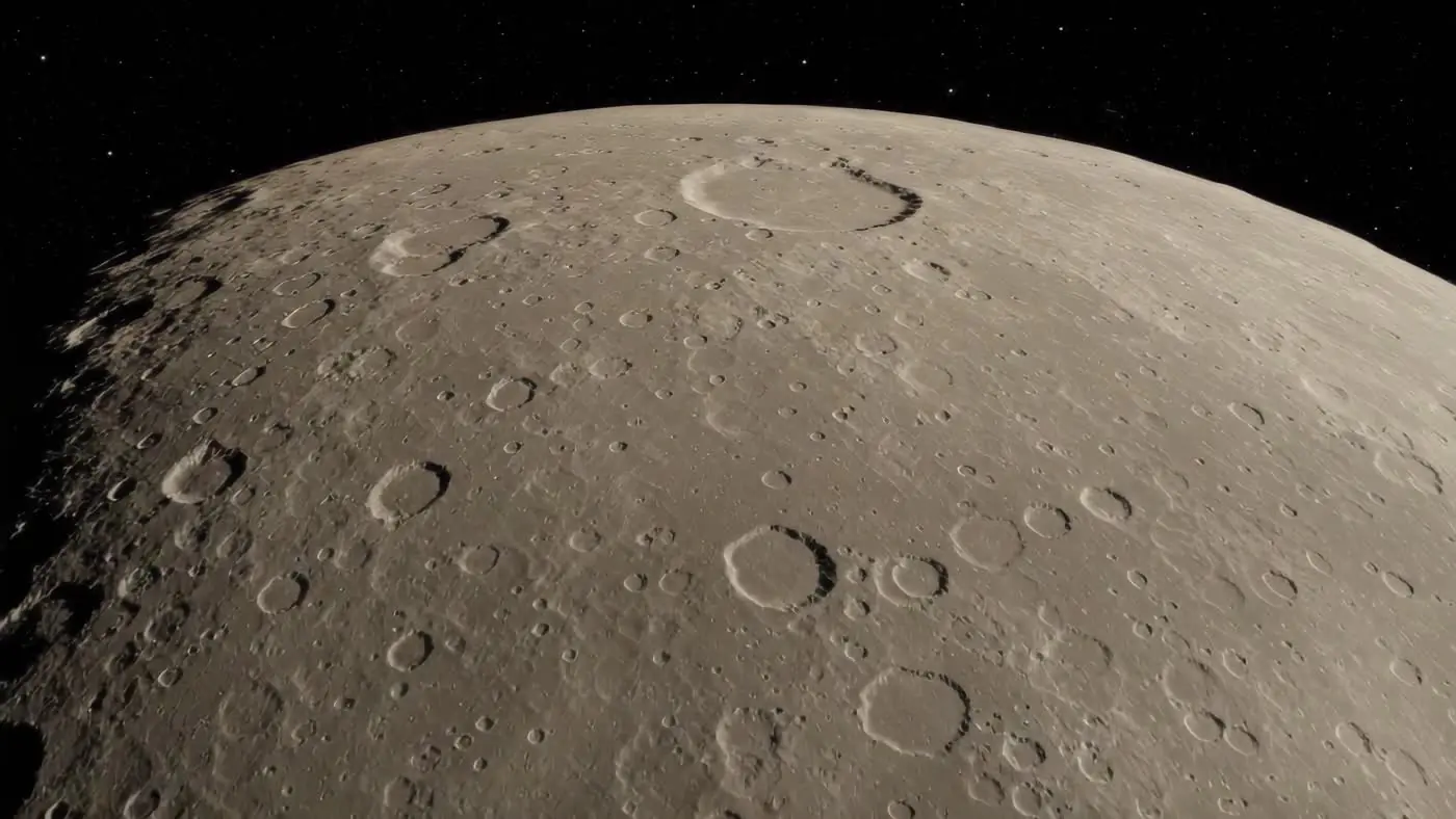 High-Resolution Moon Surface View with Detailed Craters from Orbit ...