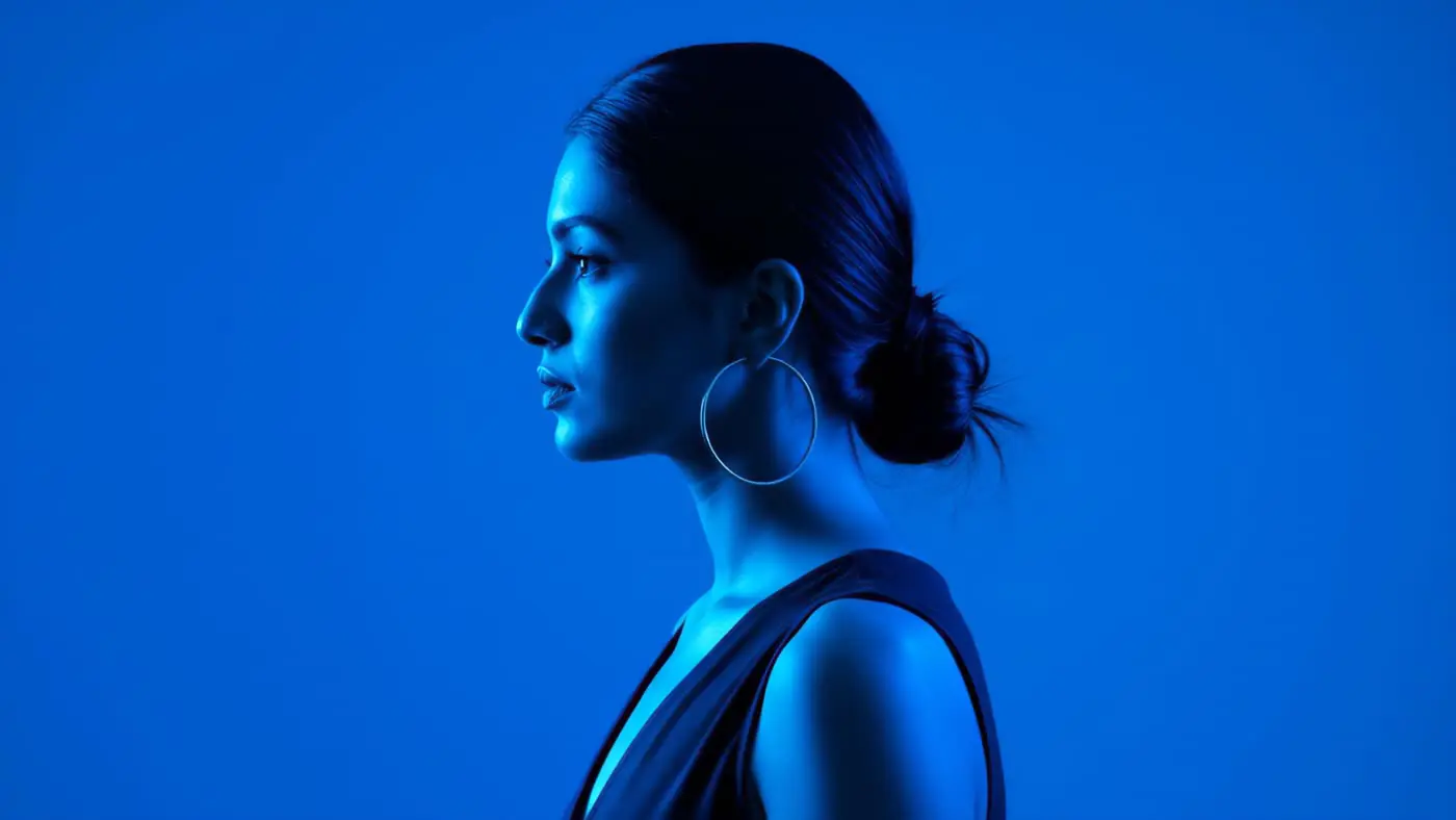 Neon Blue Profile Silhouette | AIClips