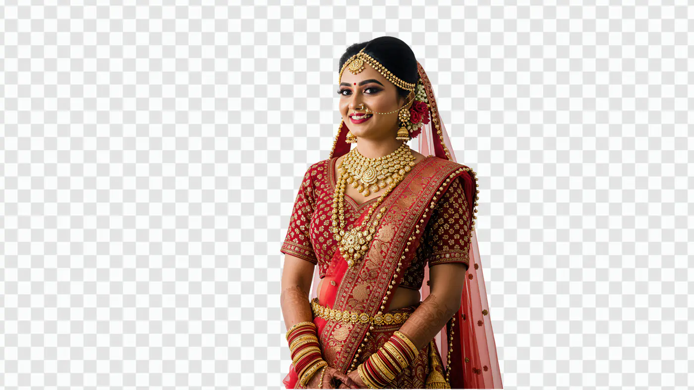 Traditional Indian Bride in Red Saree PNG | AIClips