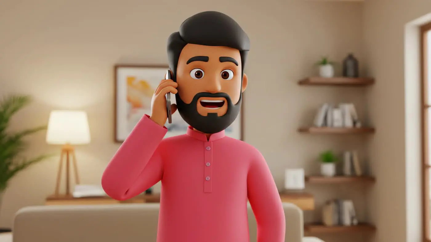 Animated Character on Smartphone Call | AIClips