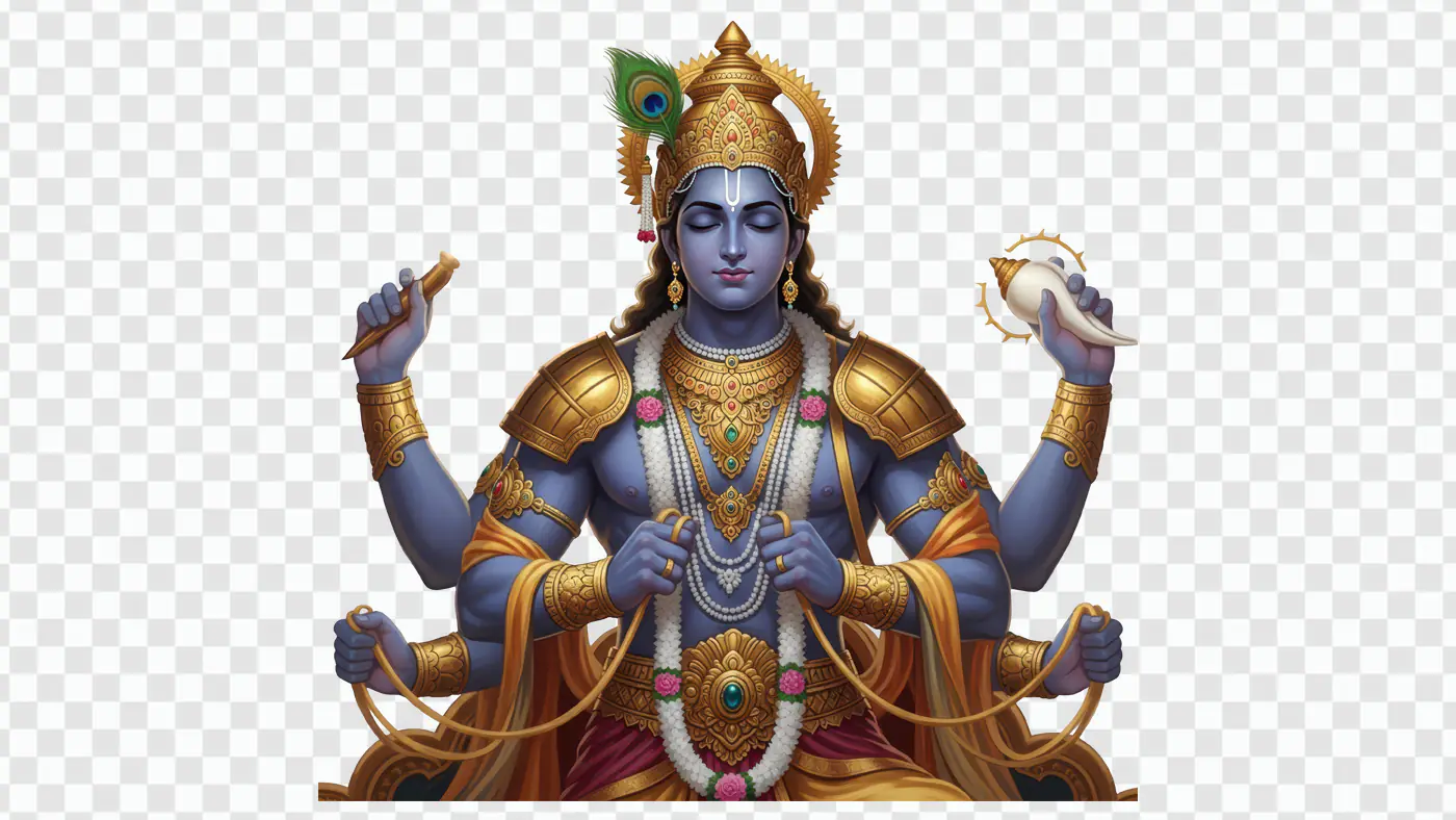 Majestic Lord Vishnu with Multiple Arms PNG | AIClips