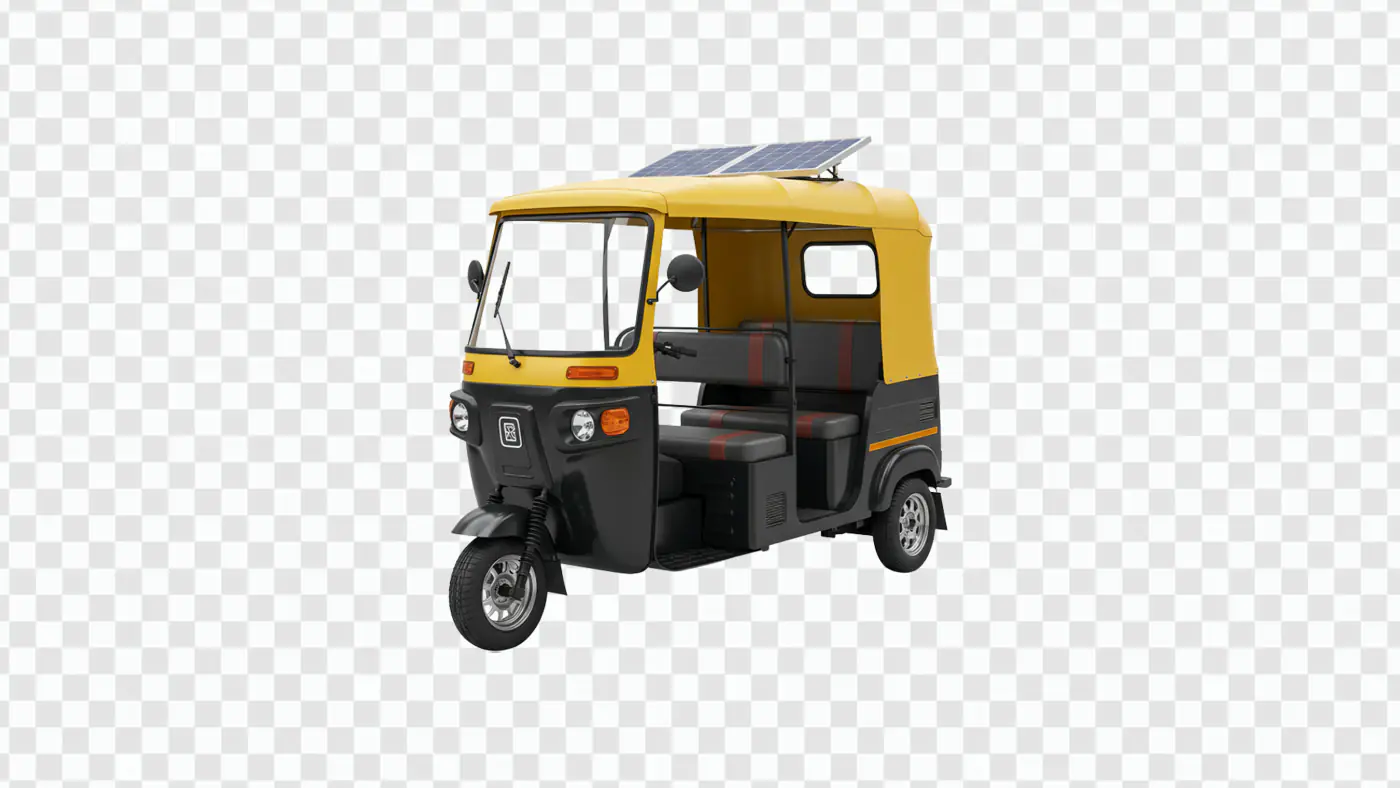 Solar-Powered Auto Rickshaw Yellow Black PNG Clipart | AIClips