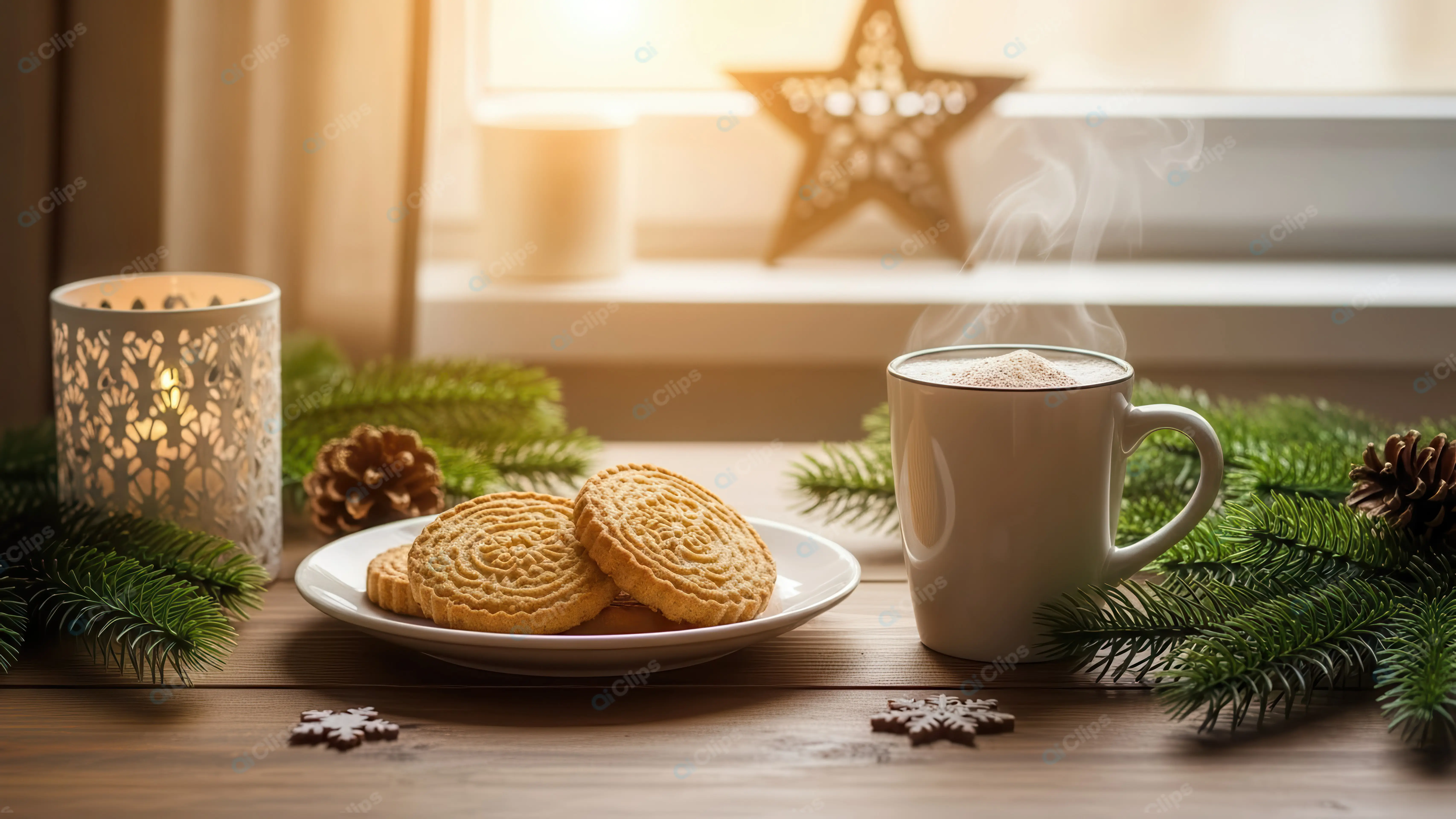 Warm Holiday Morning with Cocoa and Biscuits | AIClips